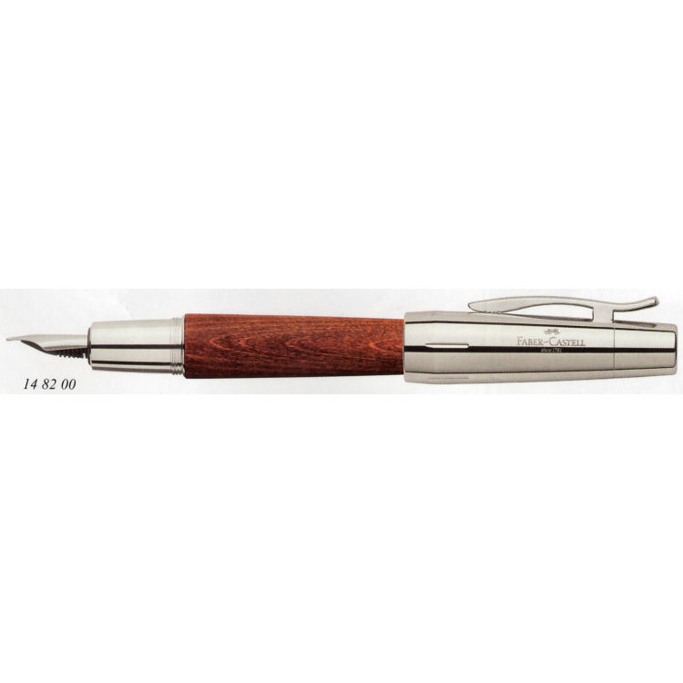 Faber-Castell Design E-Motion Fountain Pen, Chrome and Pearwood,